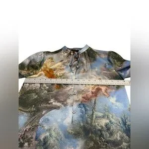 Carlisle | Tops | Carlisle Silk Rococo Print Blouse Victorian Toile Art ...
